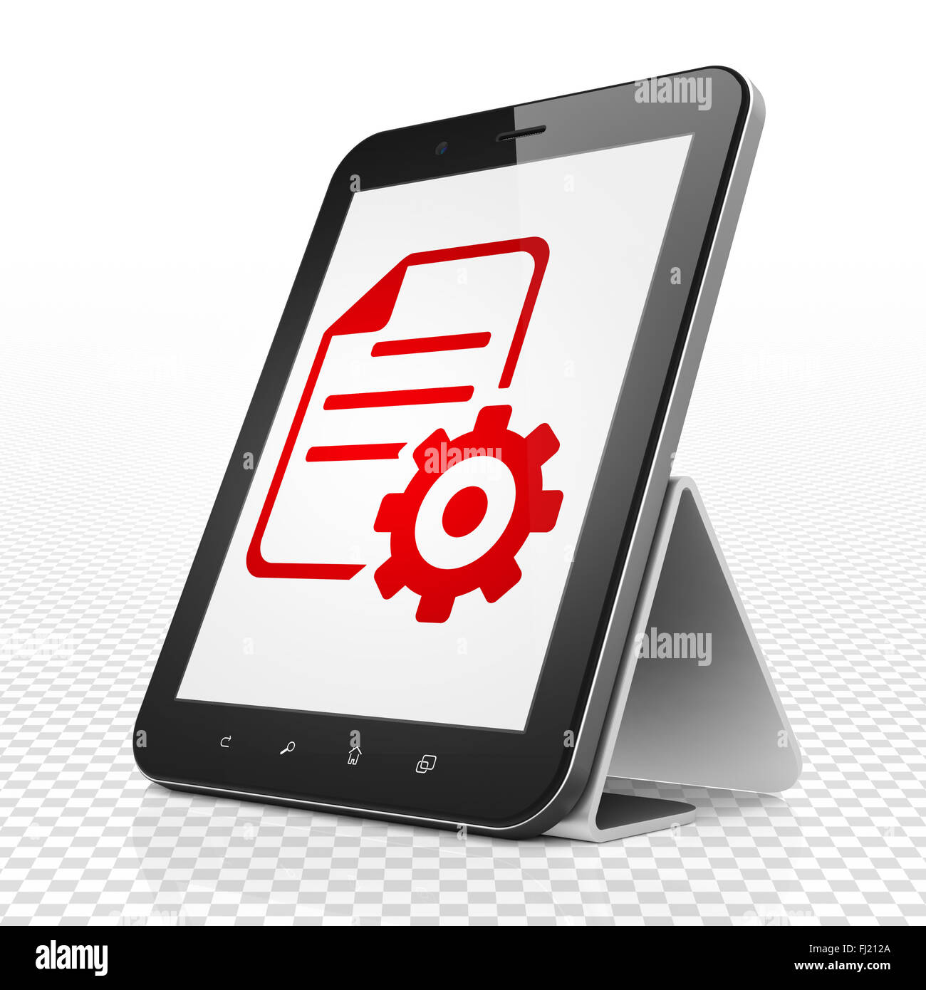 Programming concept: Tablet Computer with Gear on display Stock Photo ...