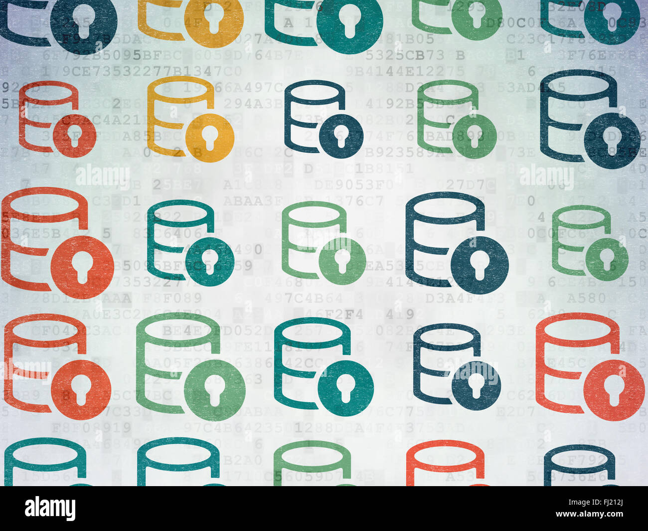 Database concept: Painted multicolor Database With Lock icons on ...