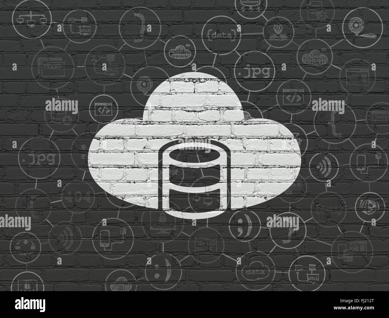 Software concept: Database With Cloud on wall background Stock Photo - Alamy