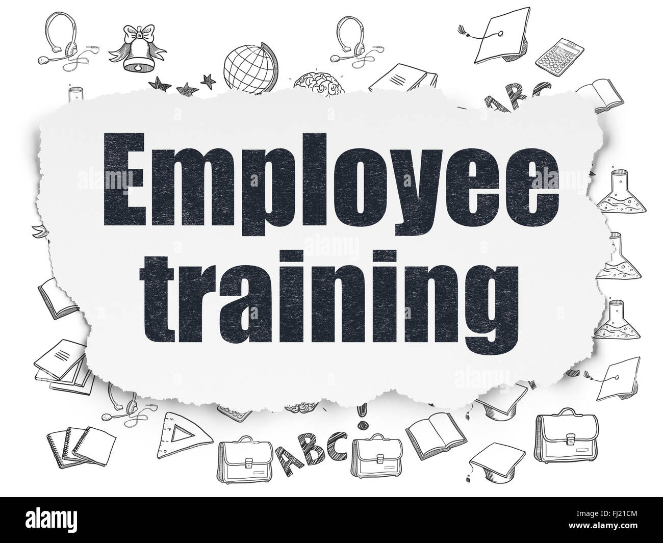 Education concept: Employee Training on Torn Paper background Stock ...
