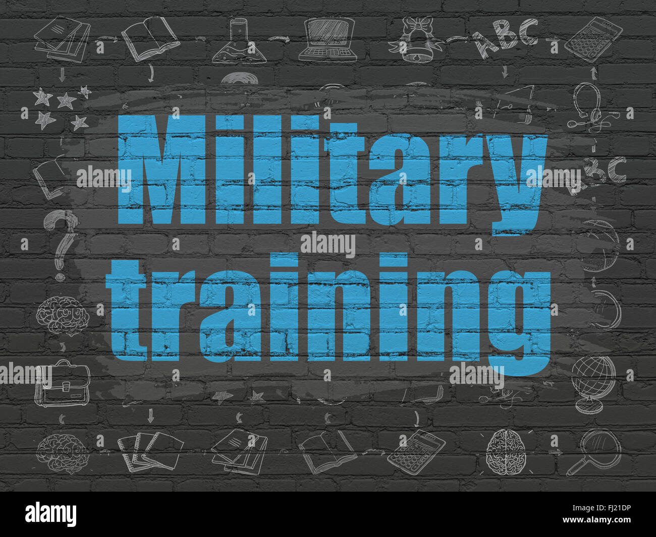 Learning concept: Military Training on wall background Stock Photo - Alamy