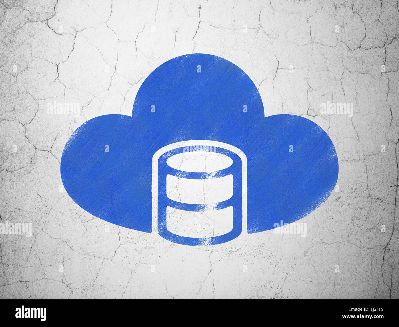 Cloud computing concept: Database With Cloud on wall background Stock ...