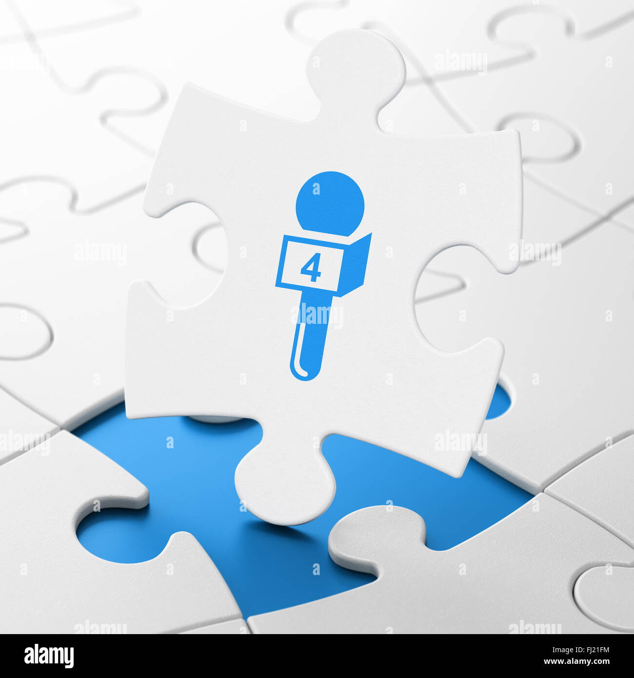 News concept: Microphone on puzzle background Stock Photo - Alamy