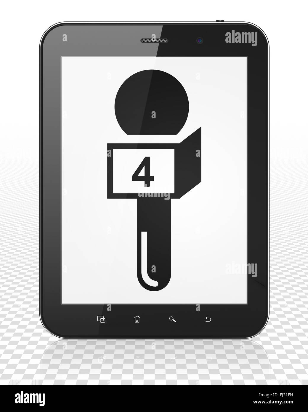 News concept: Tablet Pc Computer with Microphone on display Stock Photo ...