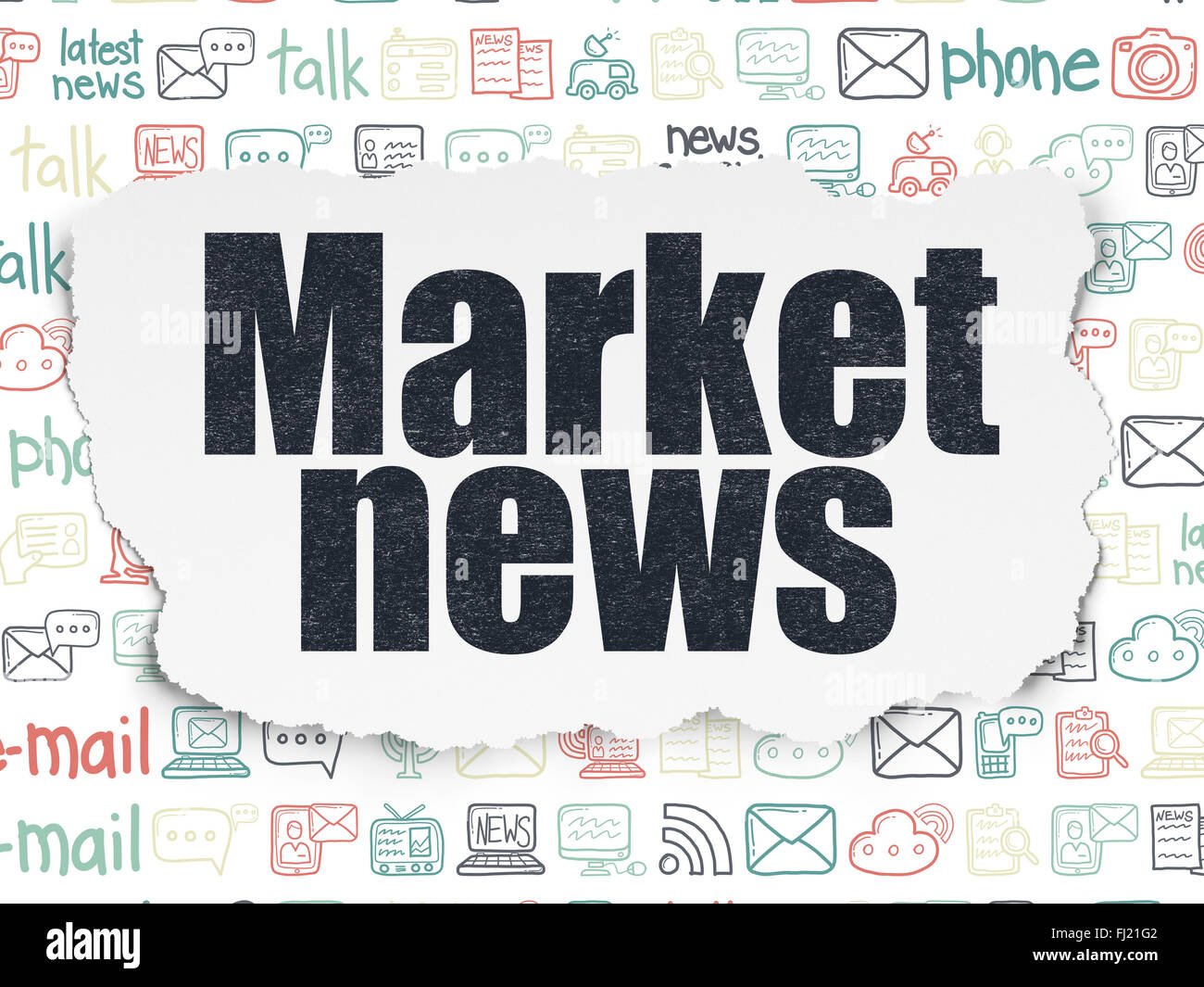 News concept: Painted black text Market News on Torn Paper background ...