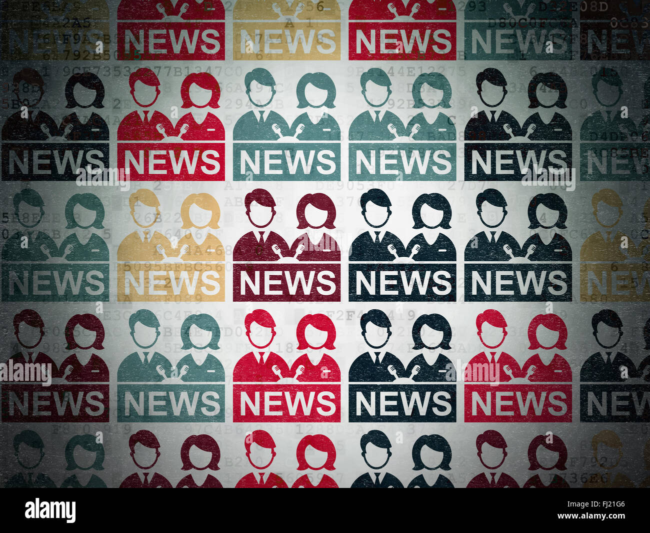 News concept: Anchorman icons on Digital Paper background Stock Photo ...