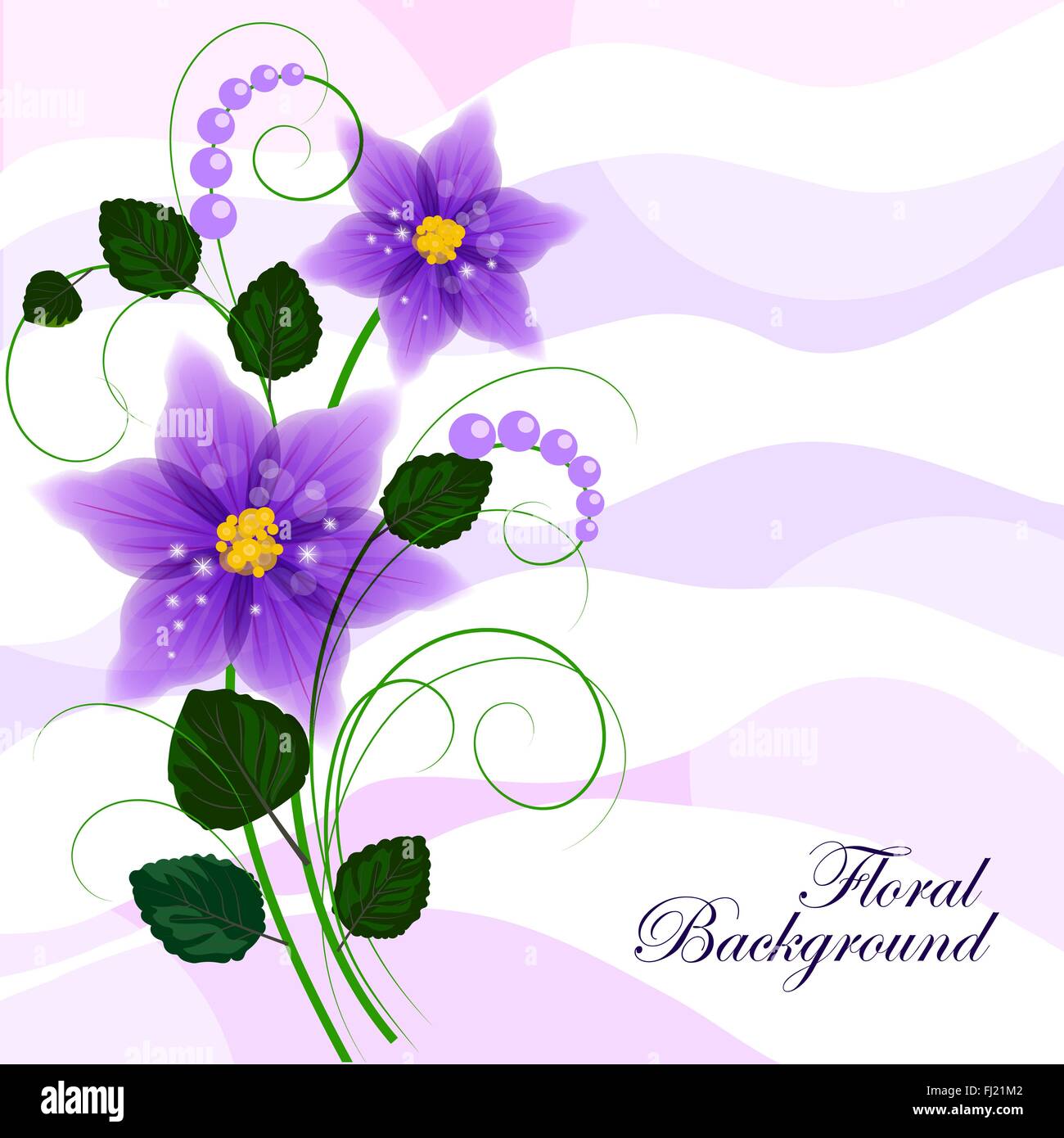 Floral vector background with violet flowers for use in your design ...