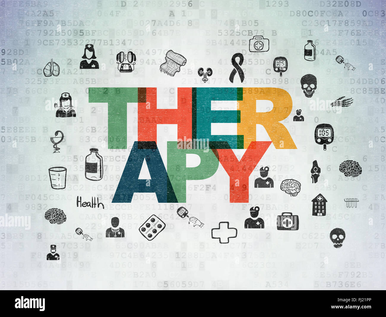 Health concept: Painted multicolor text Therapy on Digital Paper ...