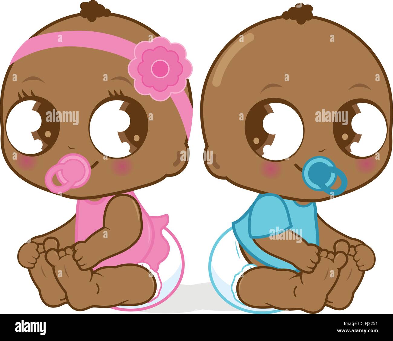 Cute African American Babies Clipart