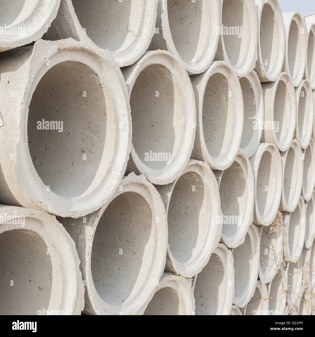 Concrete drainage pipes for industrial building construction Stock ...