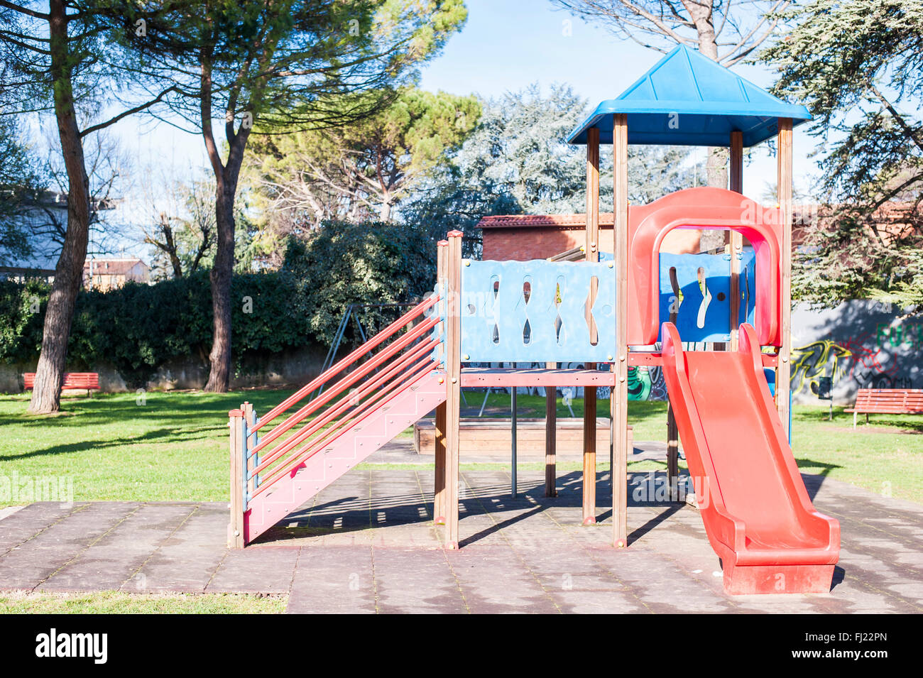 Plastic playground in the park. ChiLdren's playground Stock Photo - Alamy
