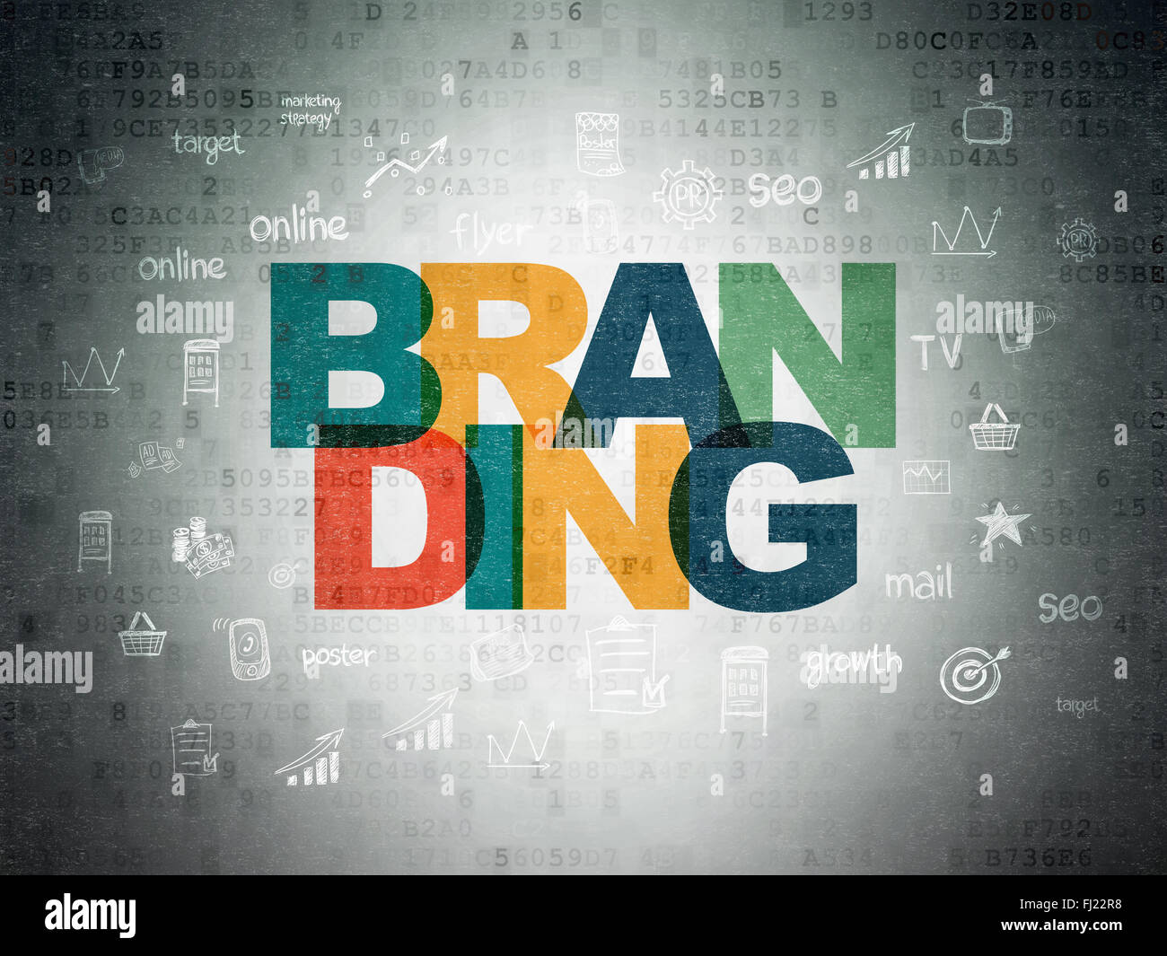 Advertising concept: Branding on Digital Paper background Stock Photo ...