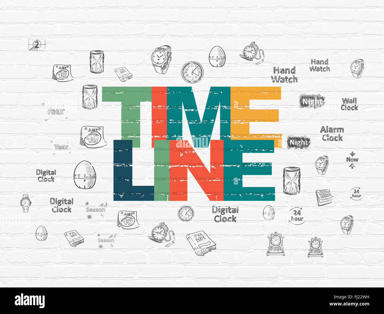 Time concept: Timeline on wall background Stock Photo - Alamy