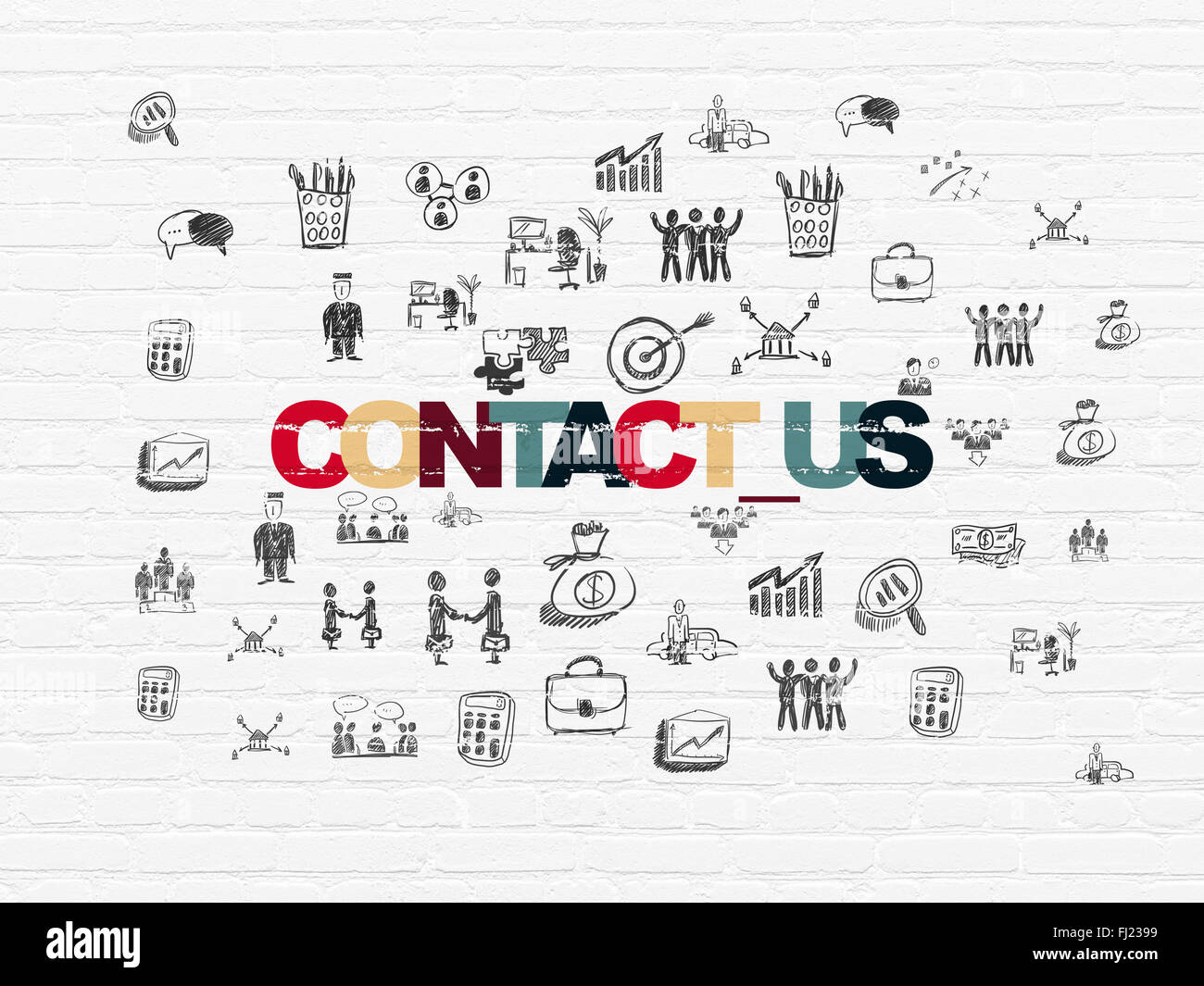 Business concept: Contact us on wall background Stock Photo - Alamy