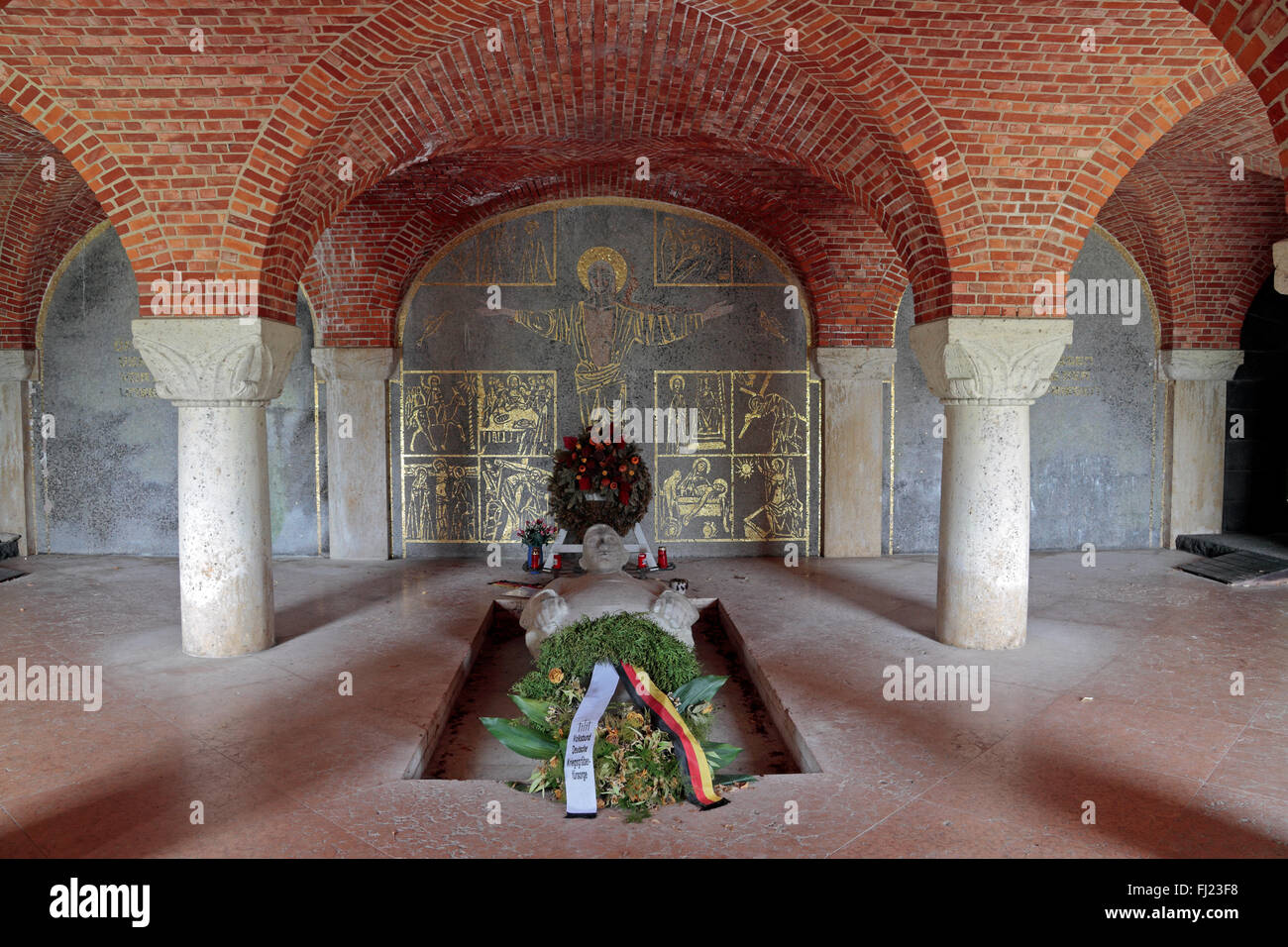 The shrine inside the crypt in the Lommel German war cemetery, Lommel ...