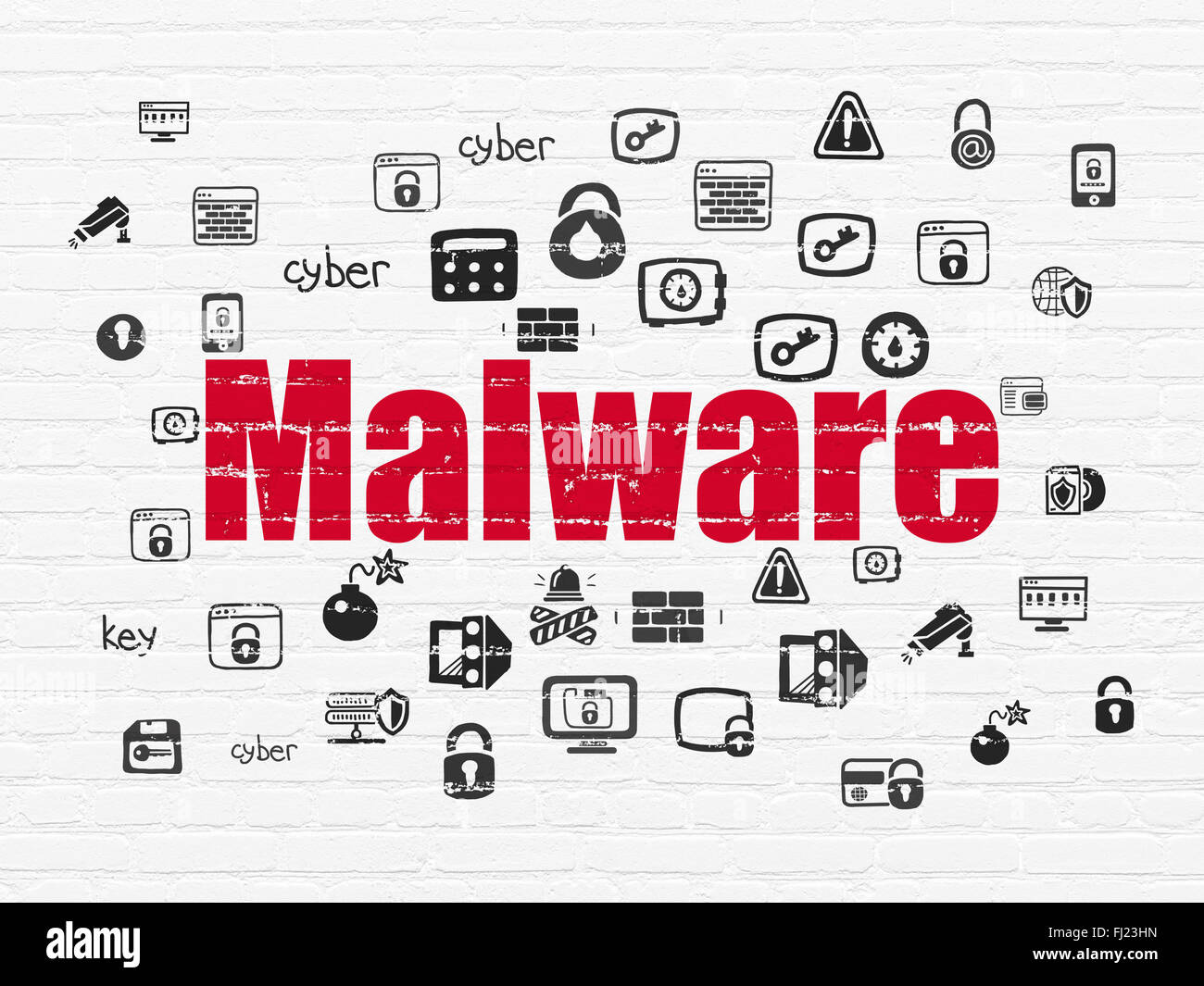 Privacy concept: Malware on wall background Stock Photo - Alamy