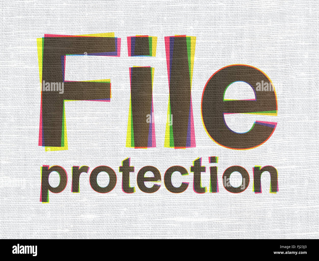 Protection concept: File Protection on fabric texture background Stock ...