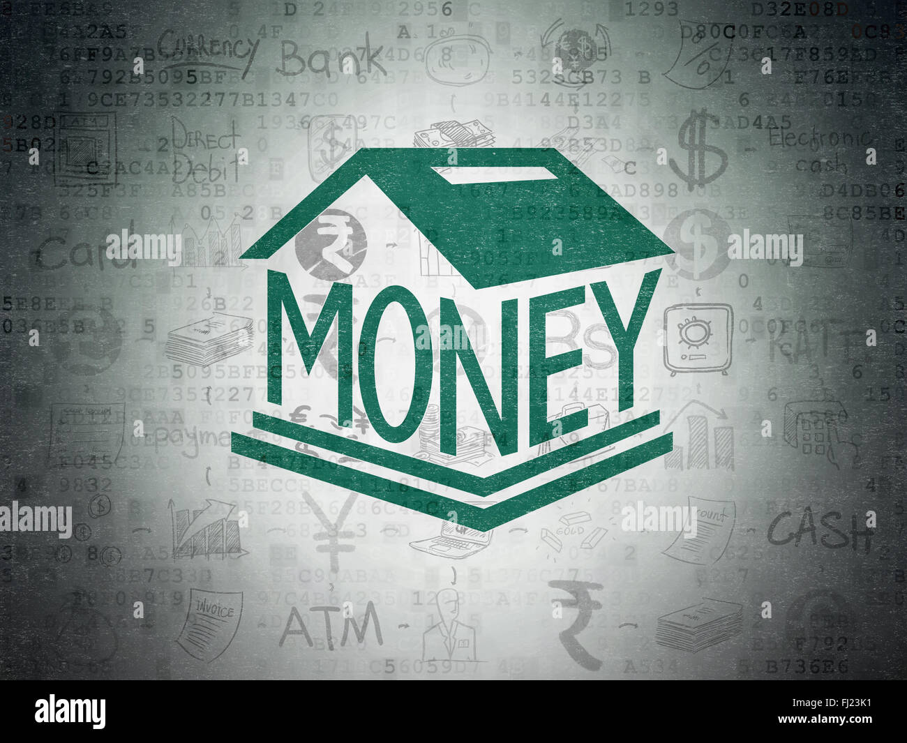 Currency concept: Money Box on Digital Paper background Stock Photo - Alamy