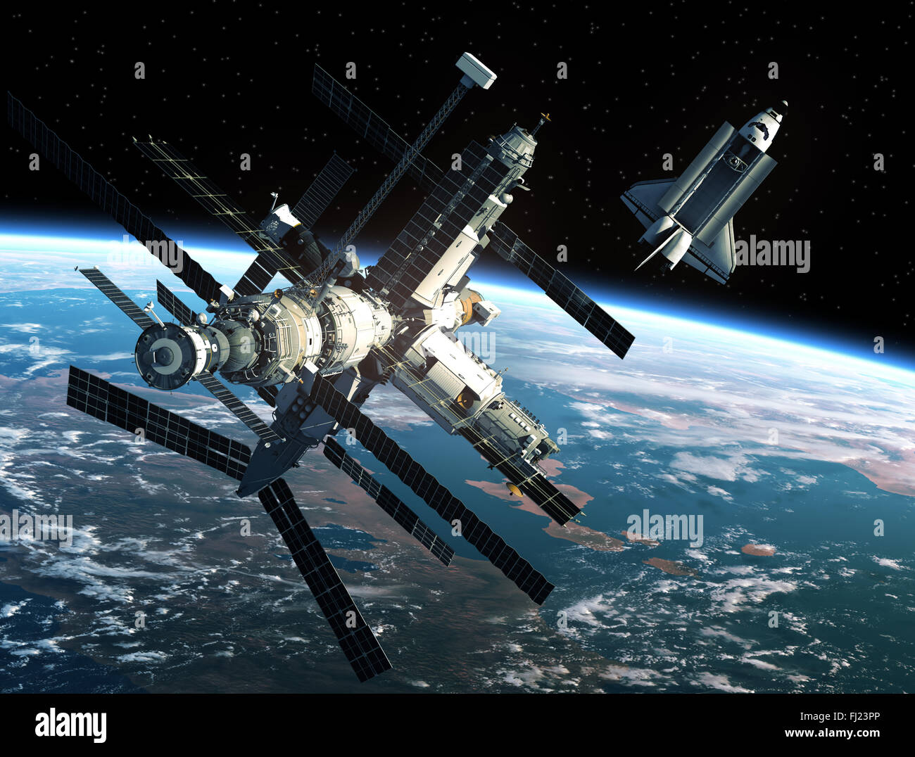 Space Station And Space Shuttle Stock Photo - Alamy