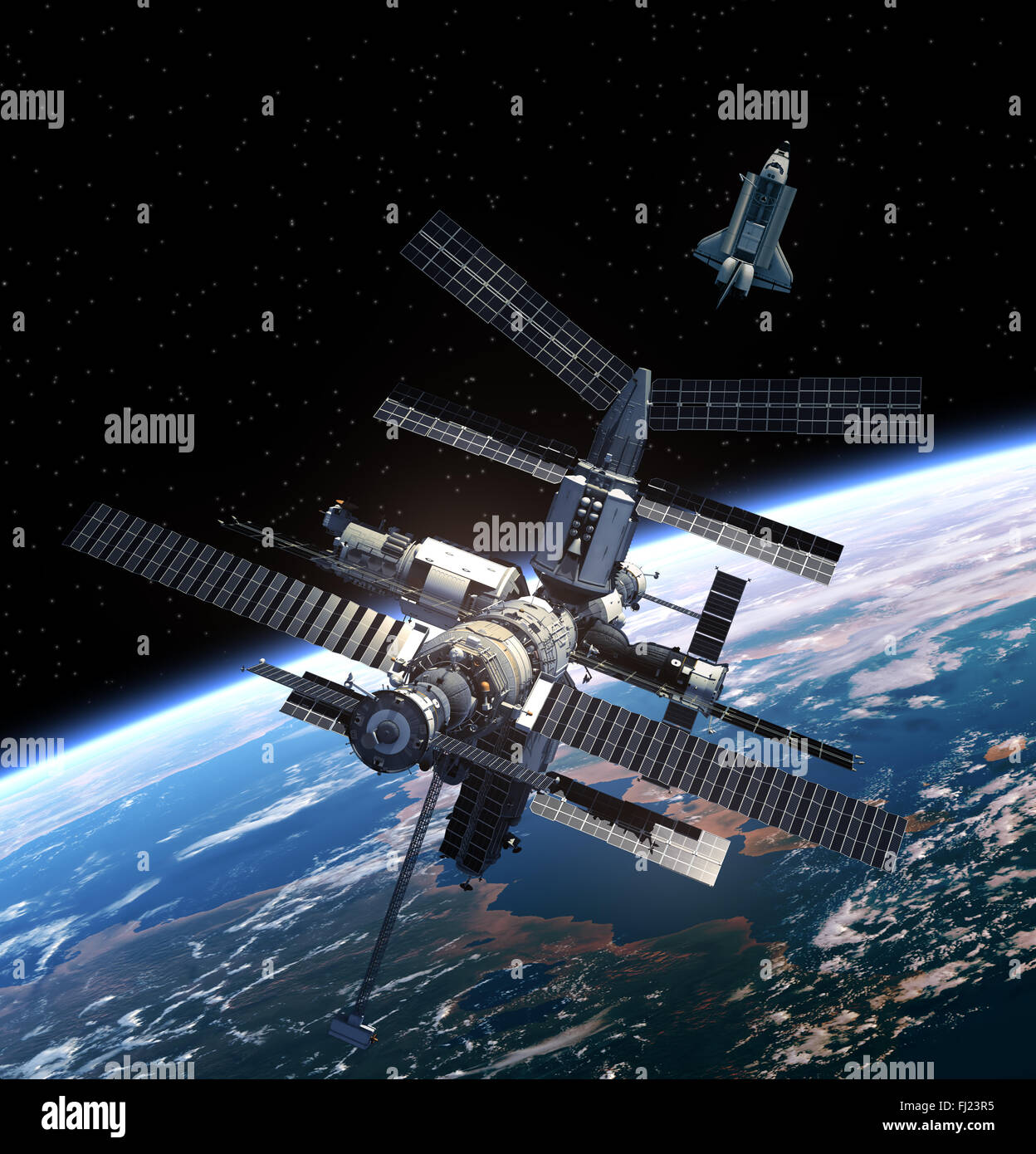 Space Station And Space Shuttle Stock Photo - Alamy
