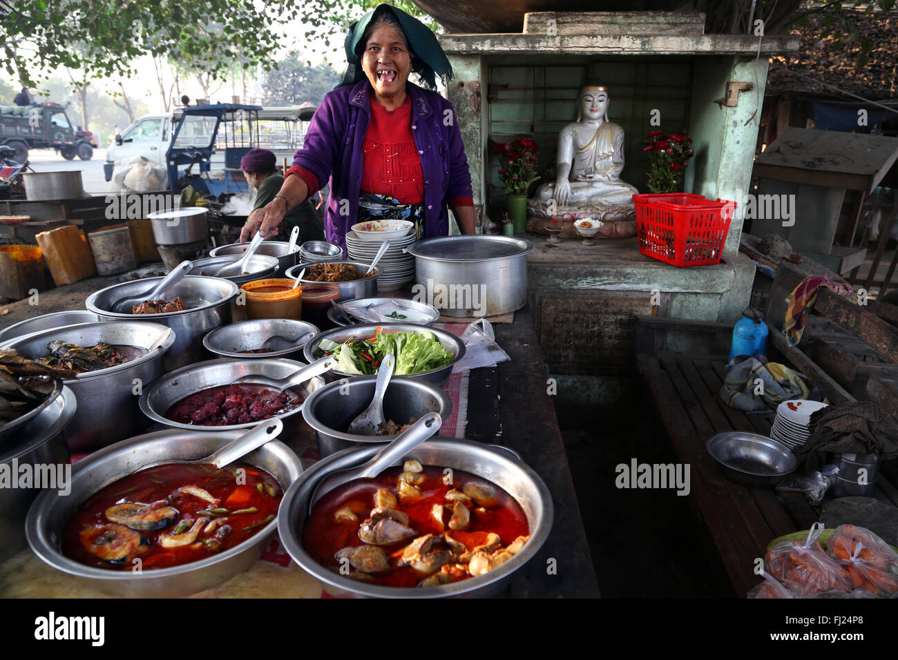 Street food vendor in Bagan, Myanmar Stock Photo - Alamy