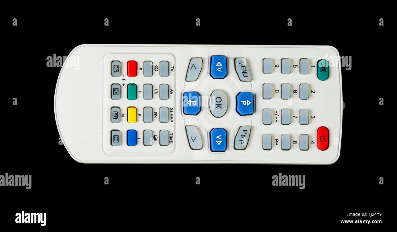 TV remote control isolated on black background Stock Photo - Alamy