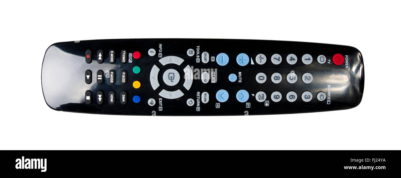 TV remote control isolated on white background Stock Photo - Alamy