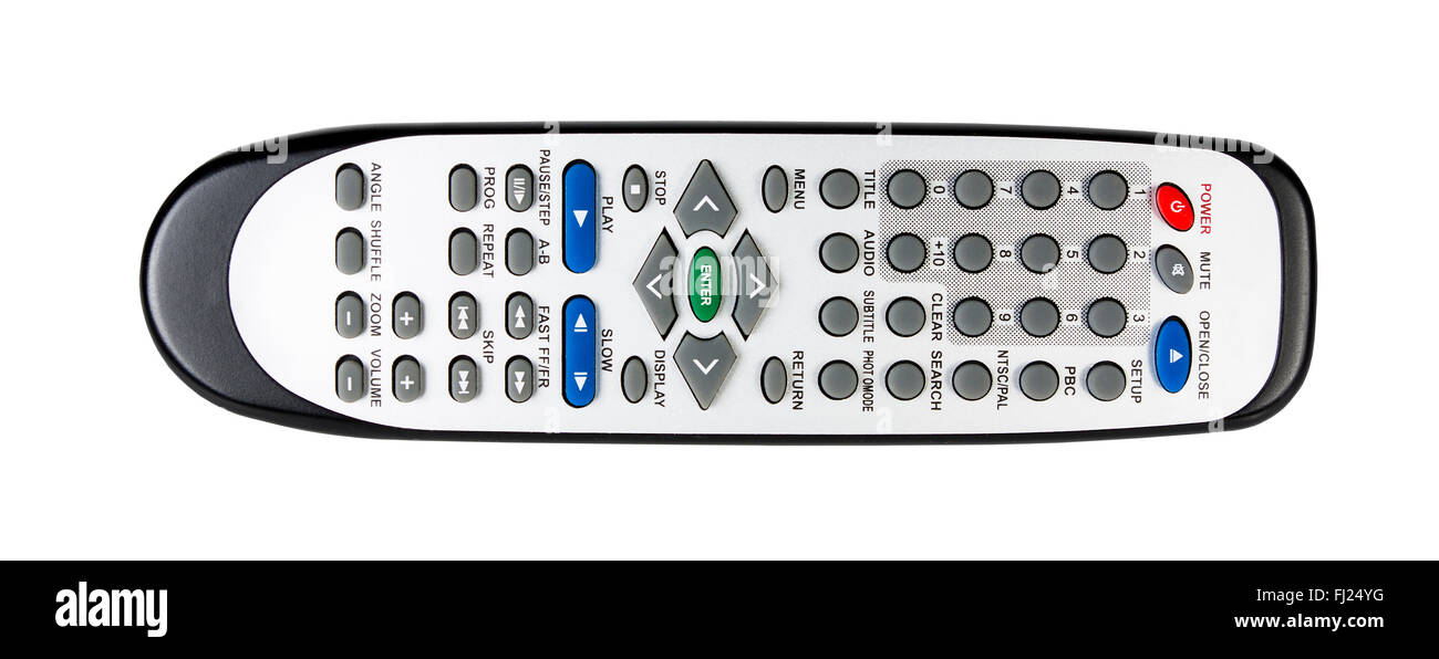 TV remote control isolated on white background Stock Photo - Alamy