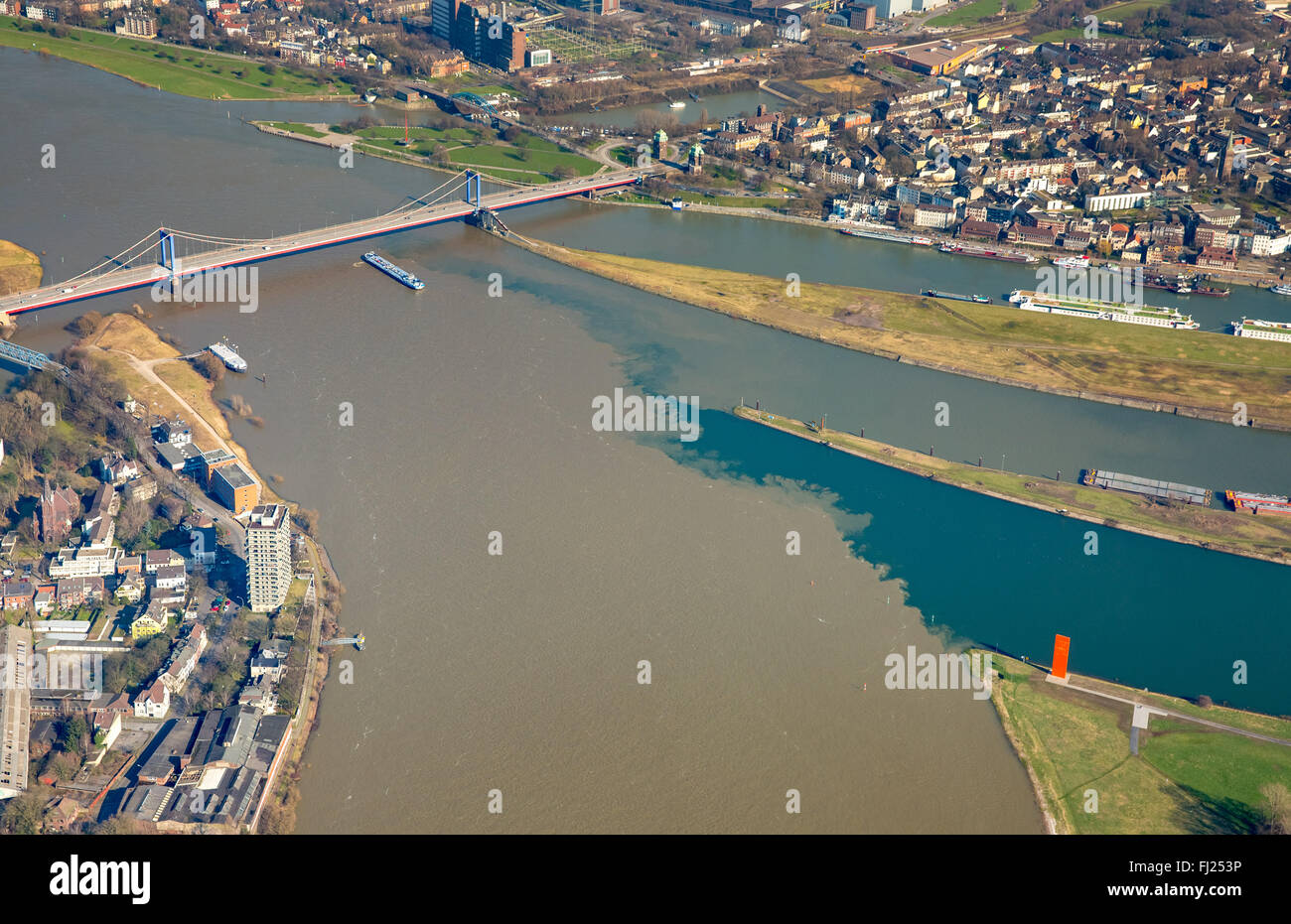 Aerial view, Ruhr mouth with pure orange of artist Lutz Fritsch in ...
