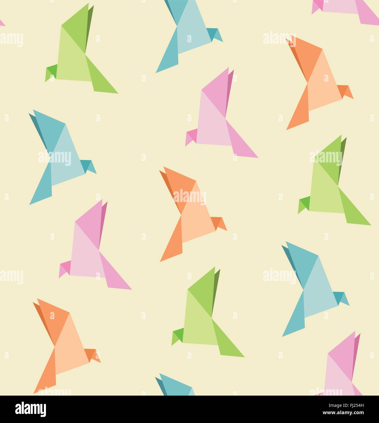 illustration of bird origami background, seamless pattern Stock Vector ...