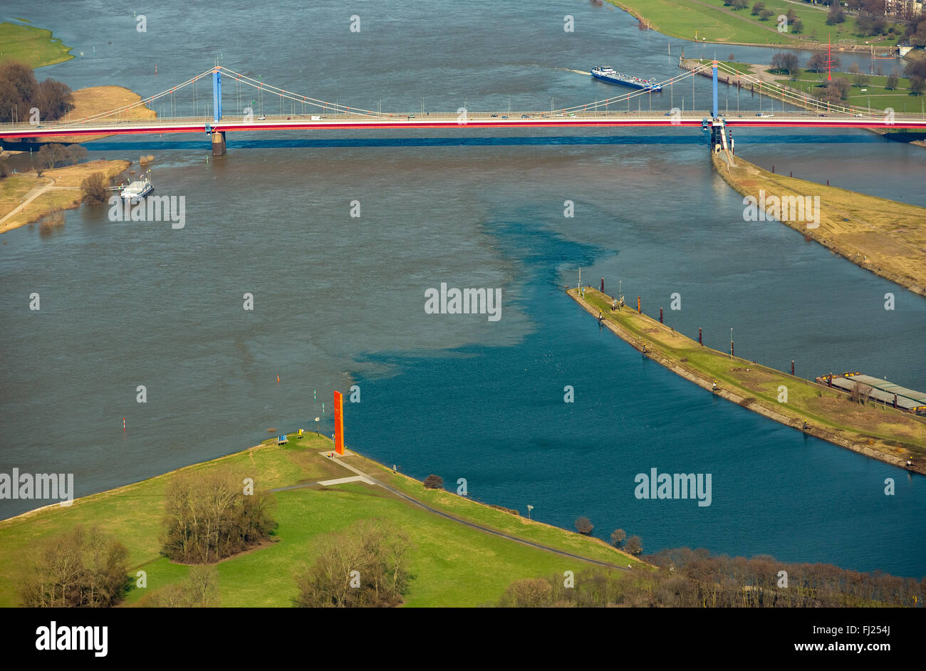 Aerial view, Ruhr mouth with pure orange of artist Lutz Fritsch in ...