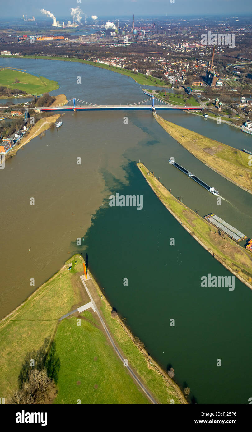 Aerial view, Ruhr mouth with pure orange of artist Lutz Fritsch in ...