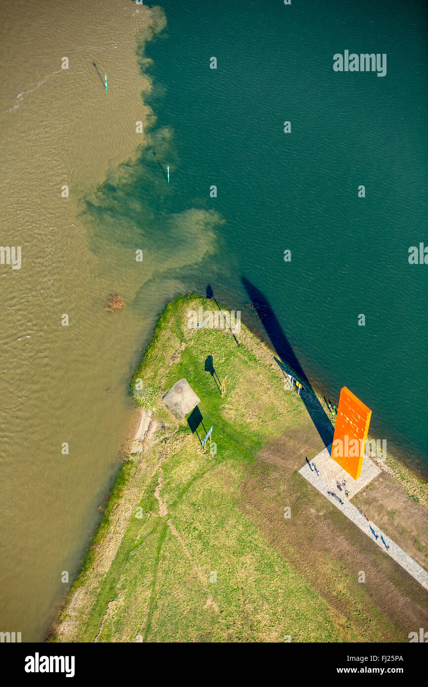 Aerial view, Ruhr mouth with pure orange of artist Lutz Fritsch in ...