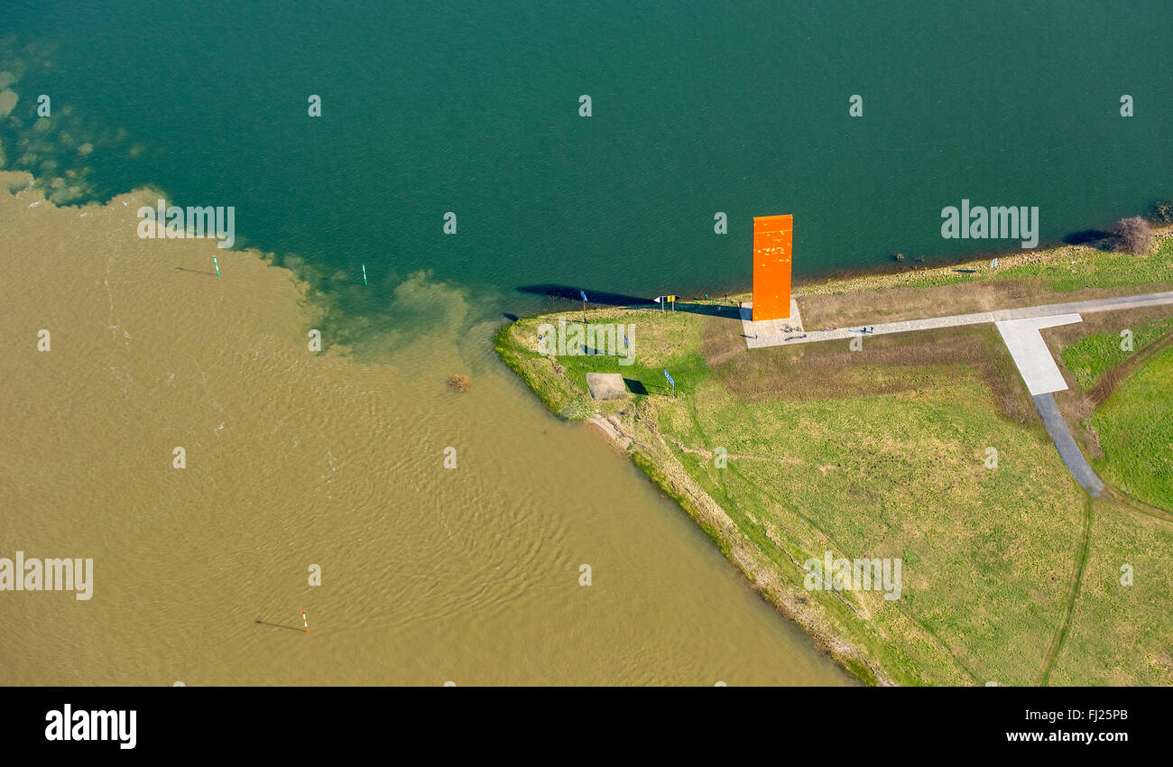 Aerial view, Ruhr mouth with pure orange of artist Lutz Fritsch in ...