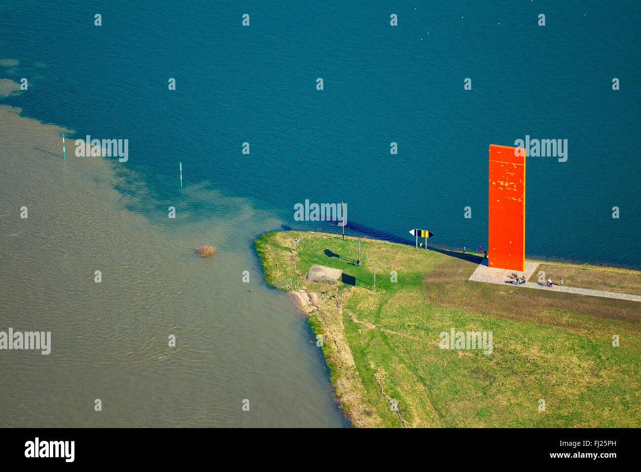 Aerial view, Ruhr mouth with pure orange of artist Lutz Fritsch in ...