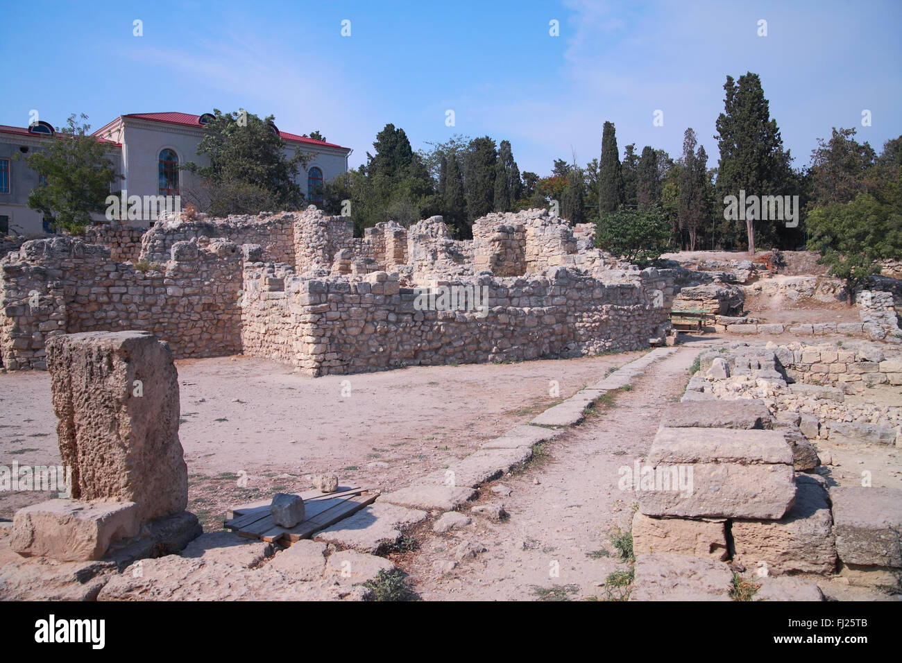 The ruins of the ancient Greek city Chersonese in Crimea on the Black ...