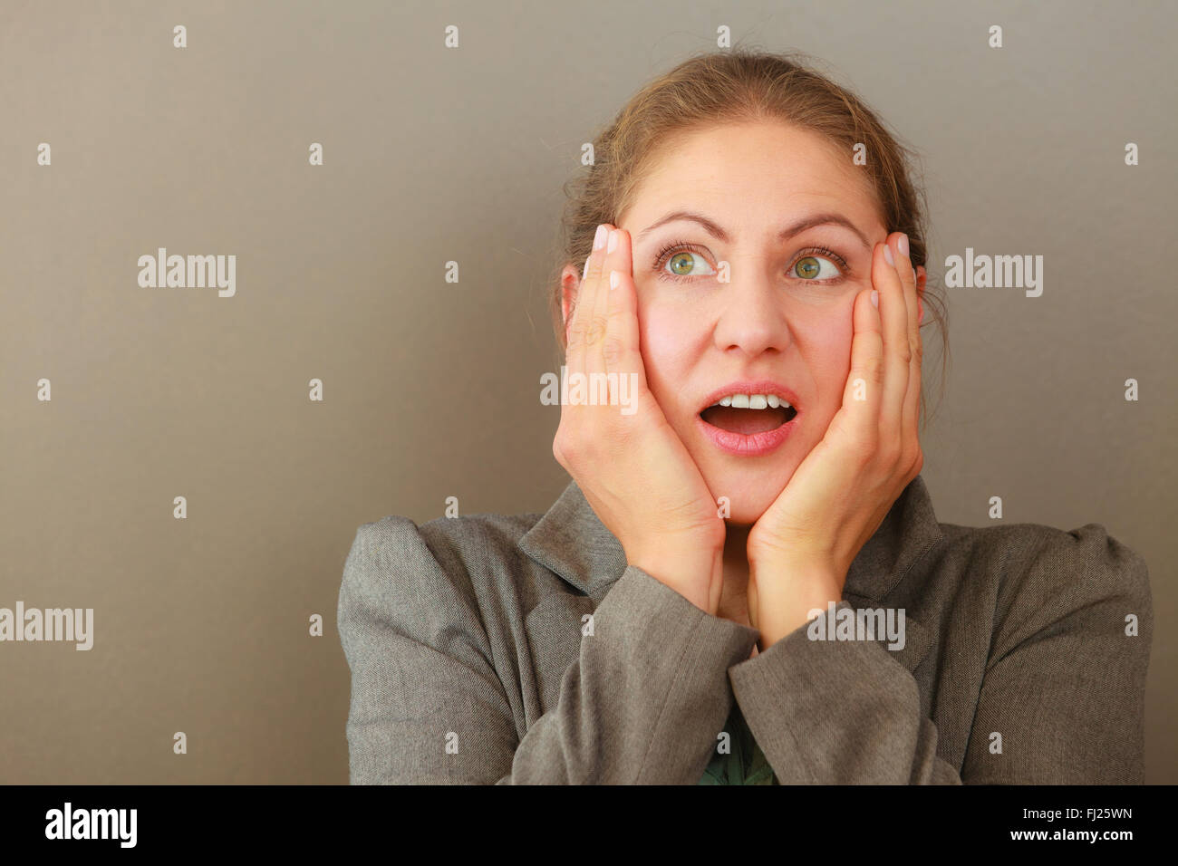 Thinking wondering mature woman. Head full of ideas and concerns. Human ...