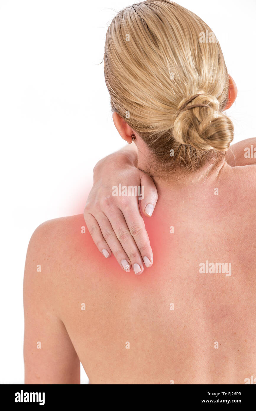 Woman massaging shoulder rear view hi-res stock photography and images ...