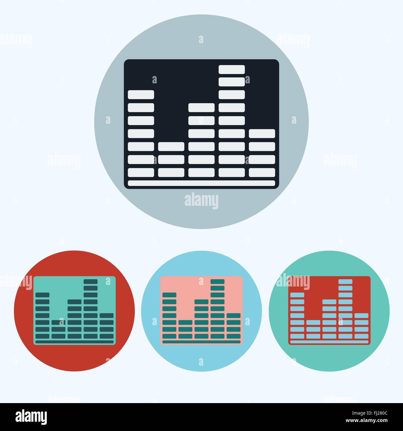 Equalizer icon set. Music Equalizer round buttons isolated on white ...