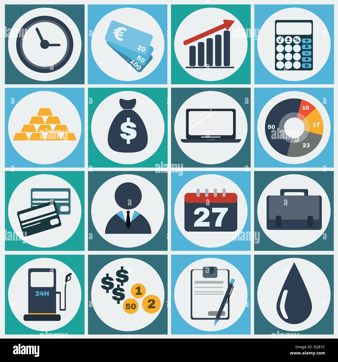 Economy icon set. Colorful Business icons. Digital background vector ...