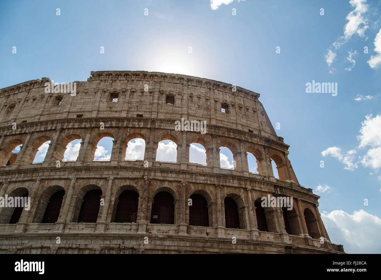 View of ancient amphitheater of Colosseum built by Vespasian and Titus ...