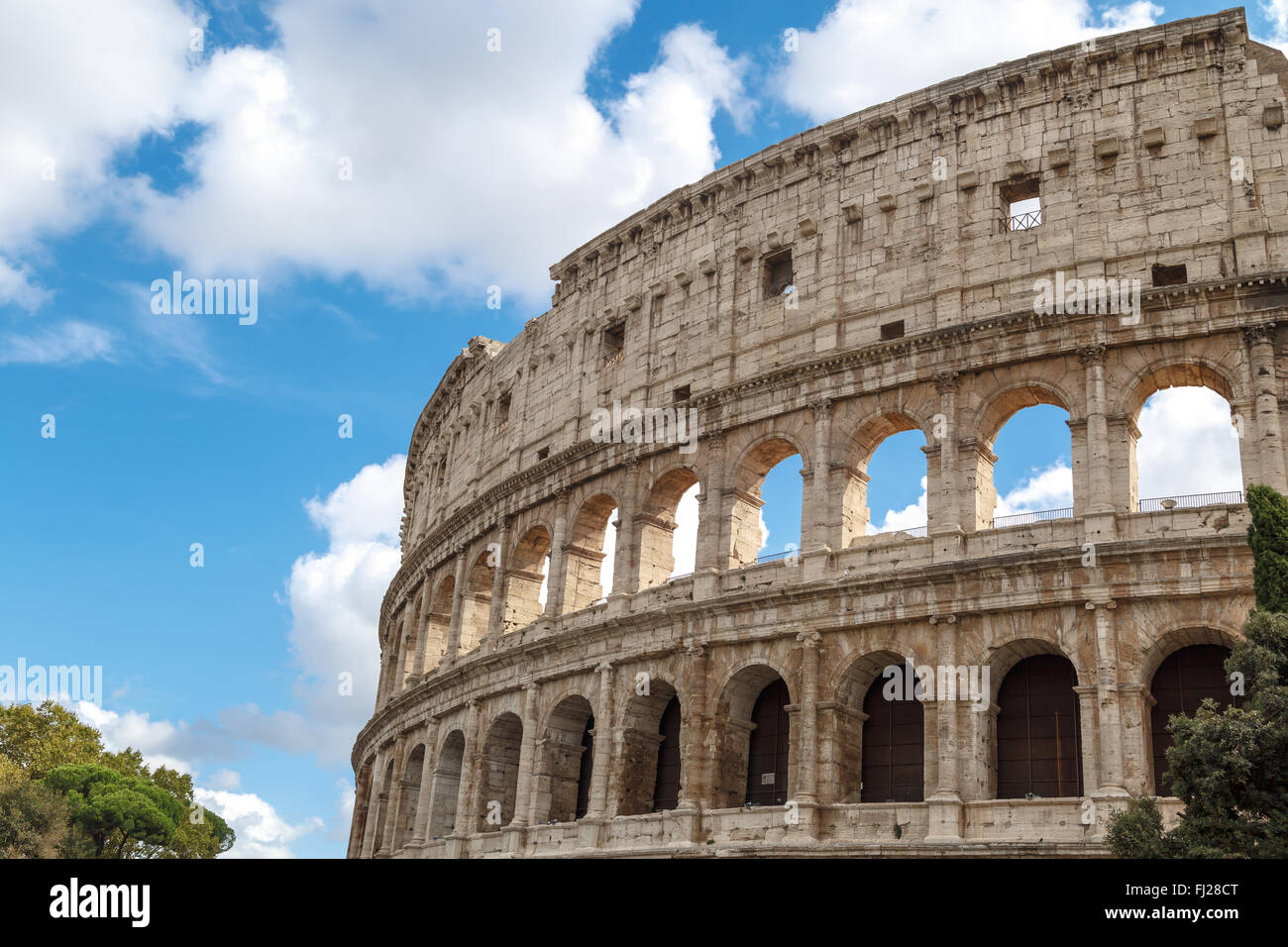 Close up detailed view of ancient amphitheater of Colosseum built by ...