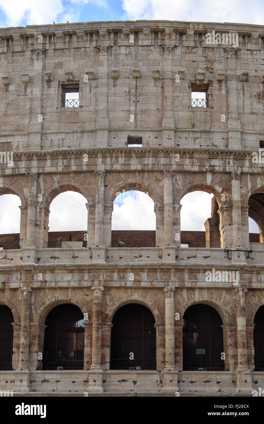 Close up detailed view of ancient amphitheater of Colosseum built by ...