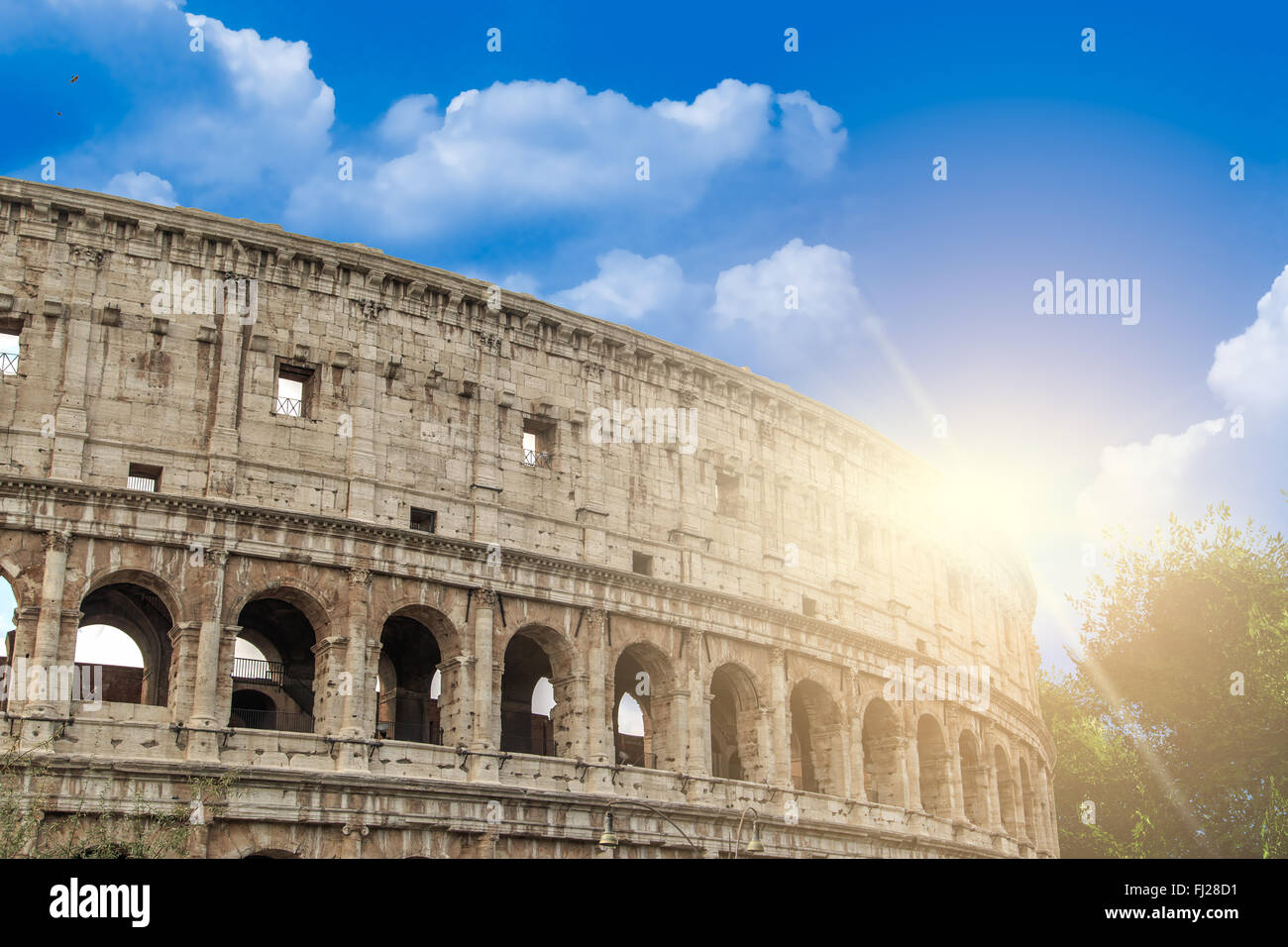 View of amphitheater of Colosseum built by Vespasian and Titus in Rome ...