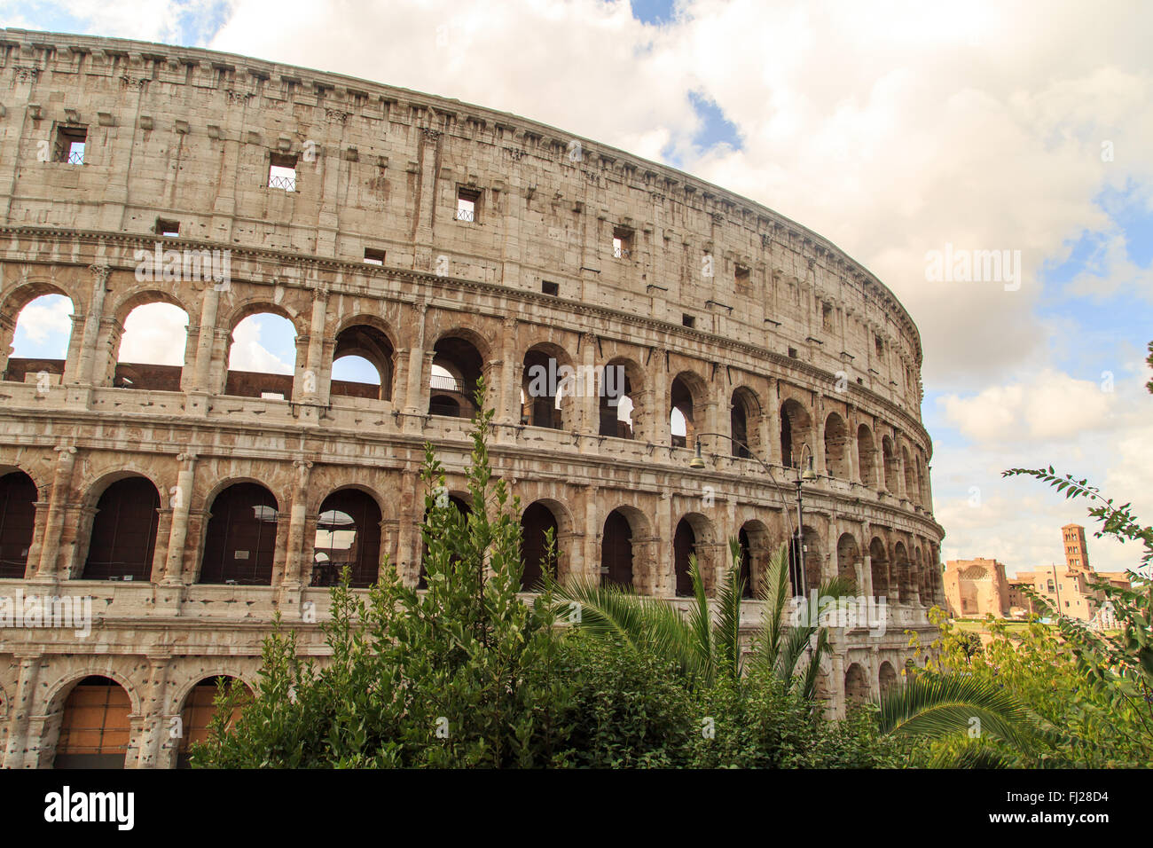 View of amphitheater of Colosseum built by Vespasian and Titus in Rome ...