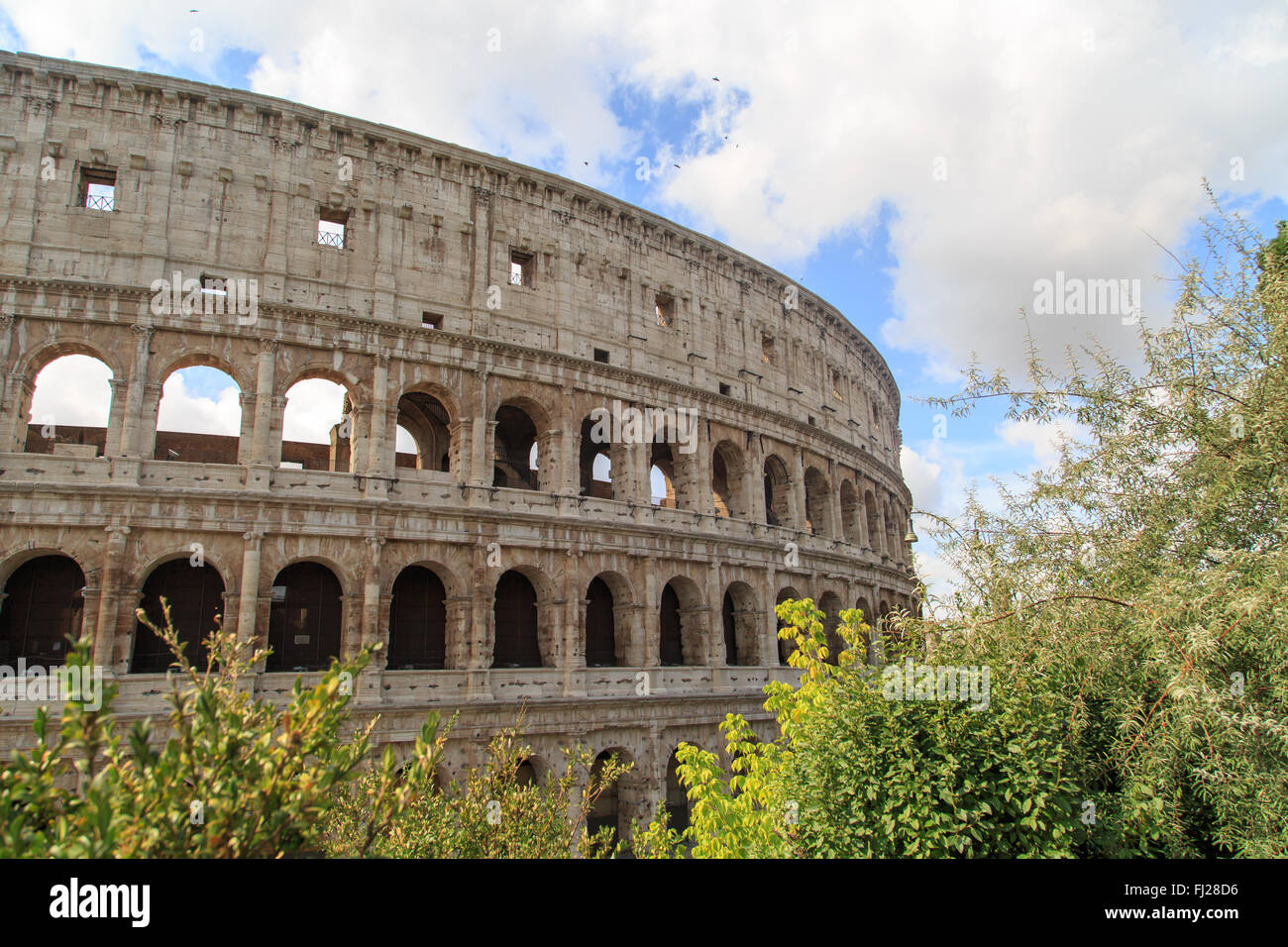 View of amphitheater of Colosseum built by Vespasian and Titus in Rome ...