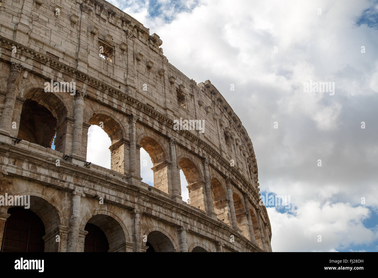 Close up detailed view of ancient amphitheater of Colosseum built by ...