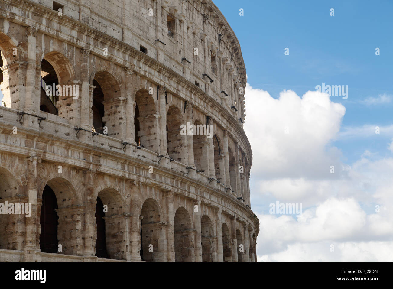 Close up detailed view of ancient amphitheater of Colosseum built by ...