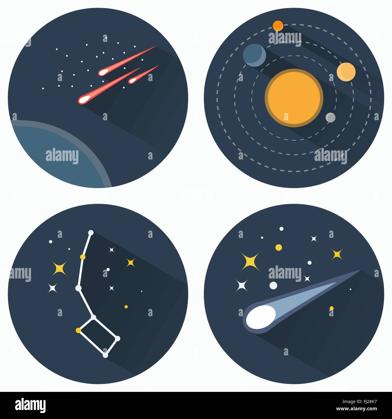 Space stars constellations, galaxies and comets. Solar system vector ...
