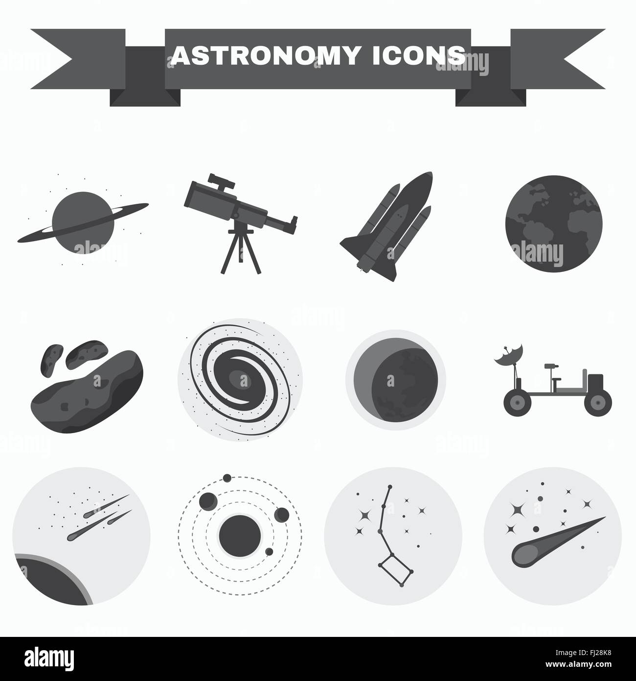Astronomy Flat Vector Icons Set. Science objects for infographics ...